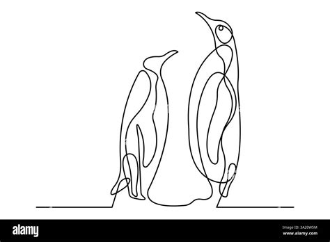 Penguin Continuous One Line Art Drawing Of Vector Stock Vector Image And Art Alamy
