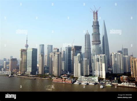 Skyline Of The Lujiazui Financial District With The Shanghai Tower