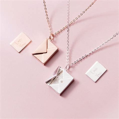 I Love You 925 Sterling Silver Envelope Necklace Love Letter Necklace