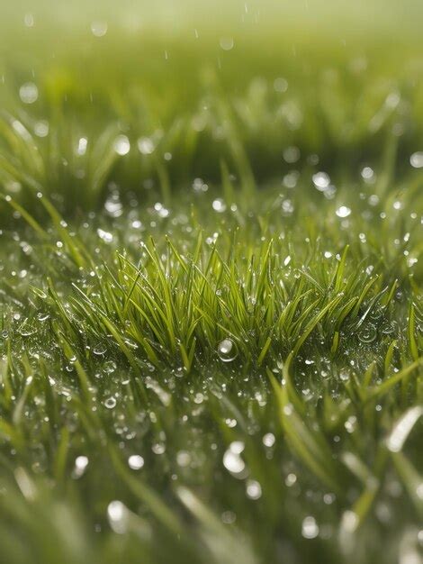 Premium Ai Image Wet Grass In Rain