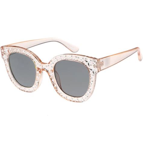 Sunglassla Oversize Star Accent Details Cat Eye Sunglasses Wide Arms