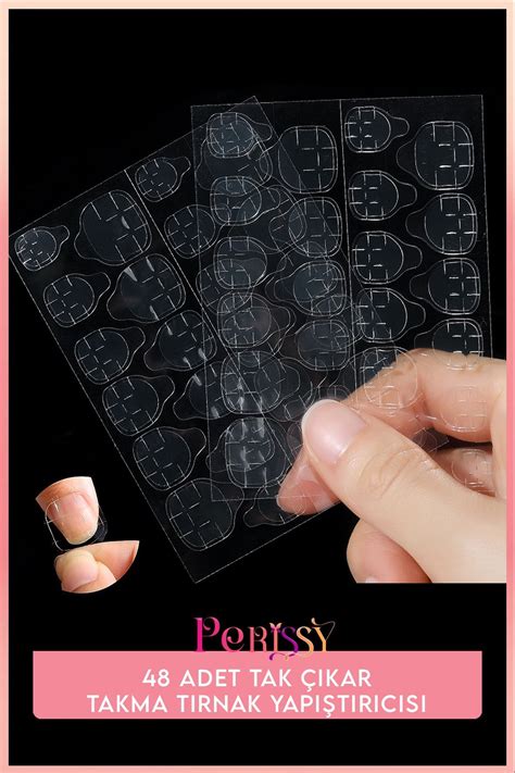 Perissy 48 Adet Tak Çıkar Sticker Takma Tırnak ve Protez Tırnak