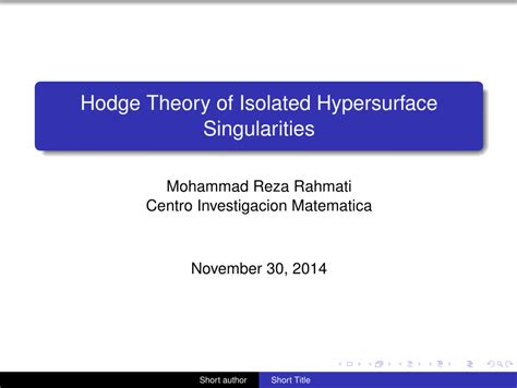 Pdf Hodge Theory Of Isolated Hypersurface Singularities