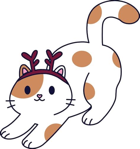 Lindo gatito con cuernos de ciervo el gato está jugando para navidad