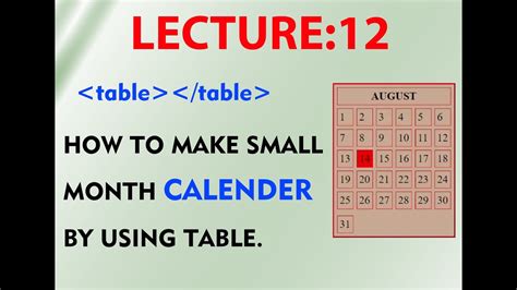 How To Make Calendar Using HTML In Notepad Creating Calendar In Html