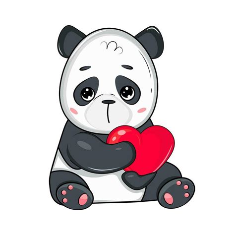 Ilustración De Linda Panda Con Corazón 25660168 Vector En Vecteezy