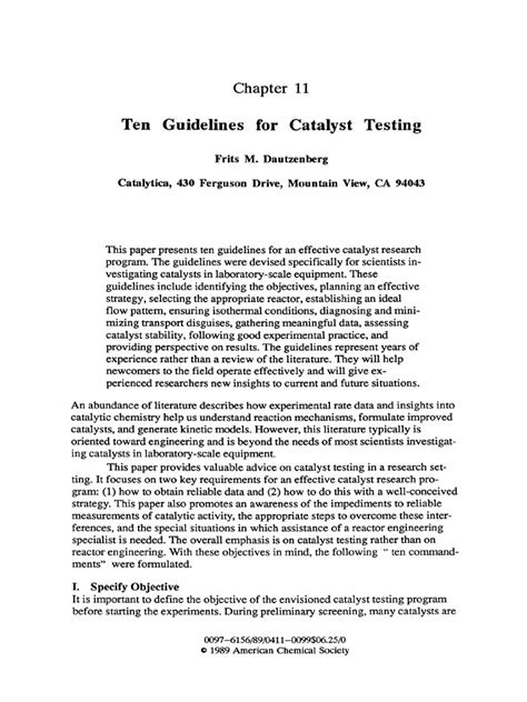 Ten Guidelines For Catalyst Testing 2 Pdf