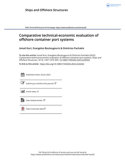 Pdf Comparative Technical Economic Evaluation Of Offshore Container Port Systems