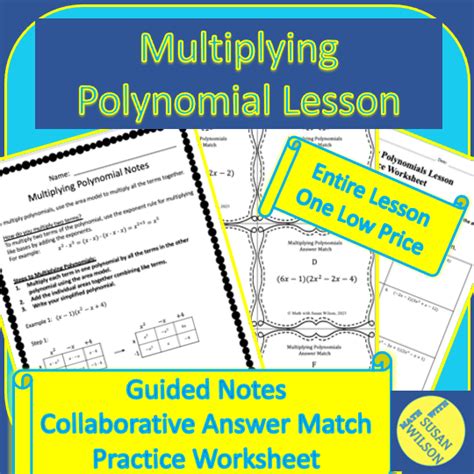 multiplying polynomials lesson guided notes group answer match and