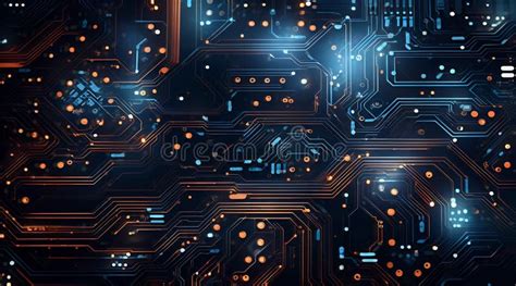 Motherboard With Chips Transferring Network Signals Circuit Board Concept With Calculations On