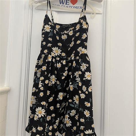Mini Black Dress With Daisies Perfect For The Depop