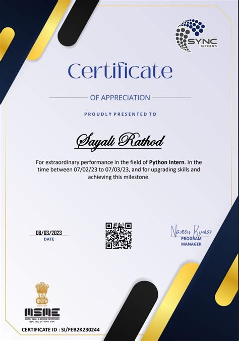 sayali rathod on linkedin internship python syncinterns