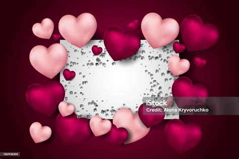 벡터 발렌타인 데이 배경 사실적인 3d 퍼플과 파스텔 핑크 3d 풍선 심장 모양 2월 14일 사랑 로맨틱 한 휴일 카드 초대장 표지 배너 포스터 텍스트공간을 복사합니다 3