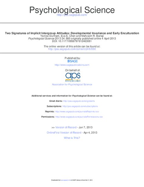 Pdf Two Signatures Of Implicit Intergroup Attitudes Developmental