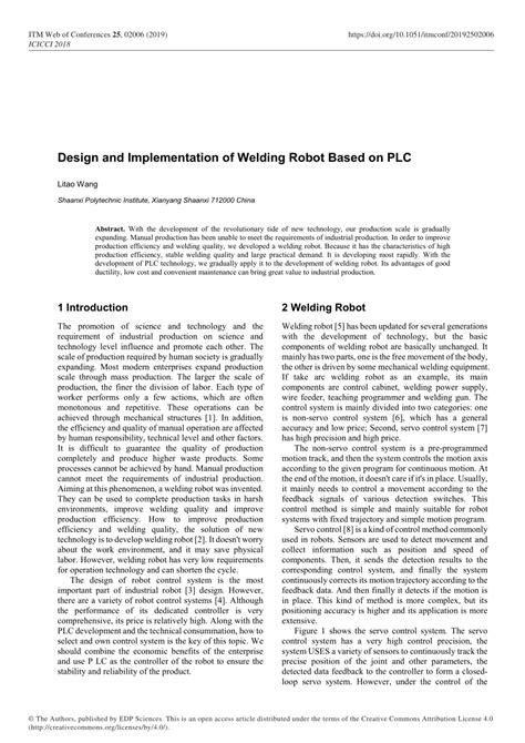 PDF Design And Implementation Of Welding Robot Based On PLC
