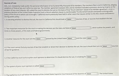 Solved Sources Of LawAOL LLC Mistakenly Made Public The Chegg