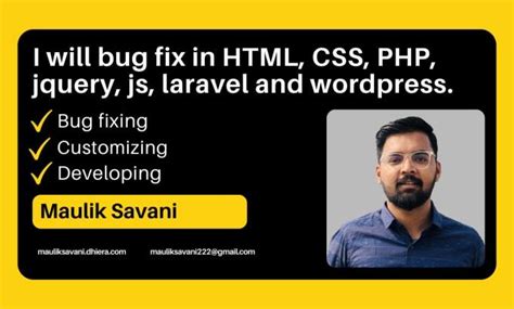 maulik savani on linkedin savani i will bug fix in html css php