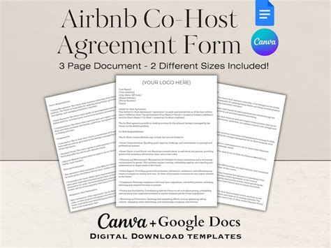Airbnb Co Host Agreement Contract Customizable Co Host Template