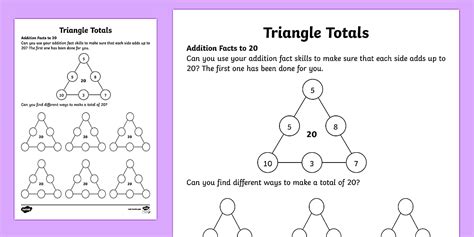 Triangle Addition Puzzle Maths Fact Triangles Addition
