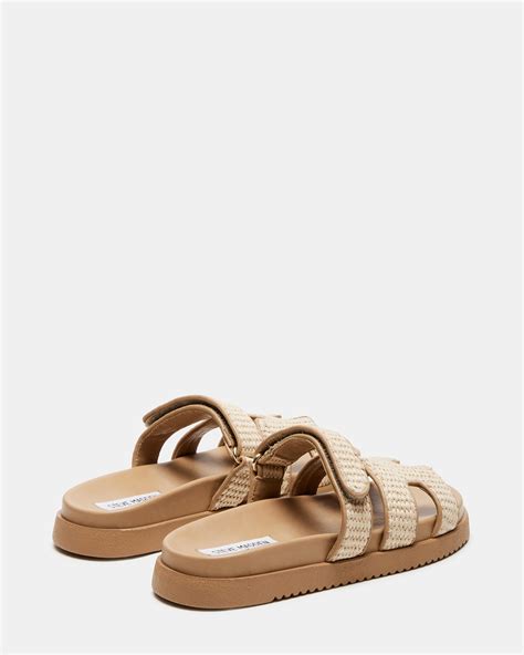 Mayven Natural Raffia Flatform Slide Sandal Womens Sandals Steve