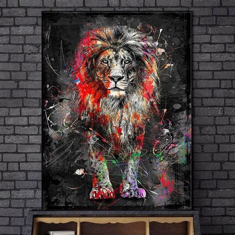 Abstract Lion Poster Lion Painting Lion Canvas Painting Lion Canvas Art