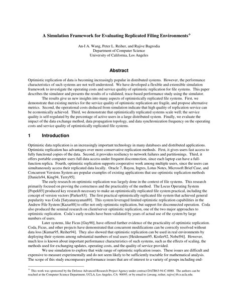 pdf a simulation framework for evaluating replicated filing environments