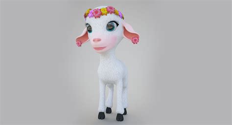 Мультяшная девочка с ягненком 3d Модель 159 Fbx Obj Ztl Max Free3d