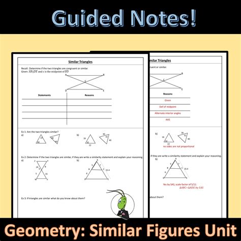 Similar Triangles Guided Notes Similar Polygons Unit Geometry Made