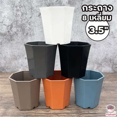 โปรโมชั่น กระถาง 8 เหลี่ยม 3 5 นิ้ว กระถางแคคตัส กระถางกระบองเพชร