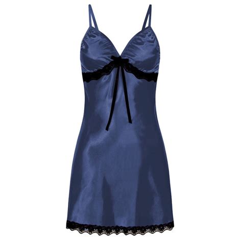 Women Sexy Lingerie V Neck Sleepwear Nightgown Sex Satin Pajama Lace