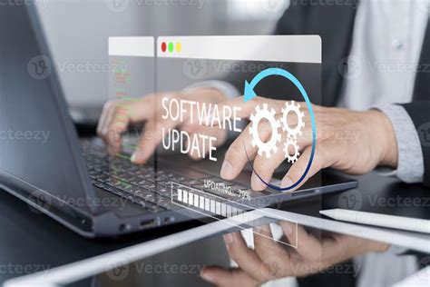 Man Working And Installing Update Process Software Updates Or