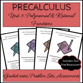 Precalculus Unit 3 Polynomial Rational Functions TPT