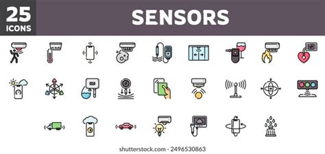 25 Sensor Icons Set Vector Line Stock Vector Royalty Free 2496530863 Shutterstock