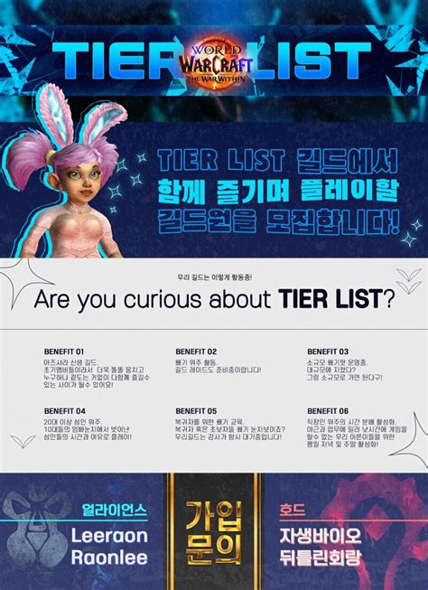 월드 오브 워크래프트 인벤 중소 규모 쐐기 길드 Tier List 길드원 모집 와우 인벤 길드 홍보 게시판
