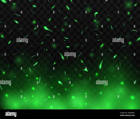 Green Fire Sparks Realistic 3d Vector Overlay Effect Burning Flame