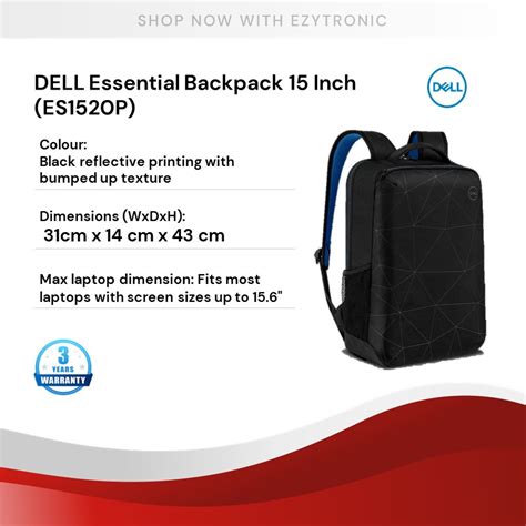 Dell Essential Backpack 15 Inch Es1520p Shopee Malaysia