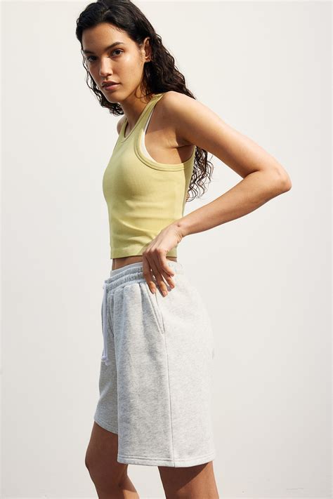 Seamless Sports Cropped Tank Top In Drymove™ Yellow Ladies Handm Us