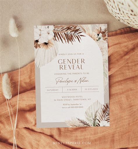 Bohemian Gender Reveal Invitation Template Boho Gender Party Etsy