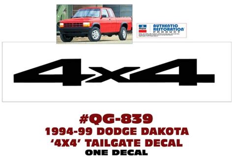 Qg 839 1994 1995 1996 1997 1998 1999 Dodge Dakota 4x4 Tailgate Name