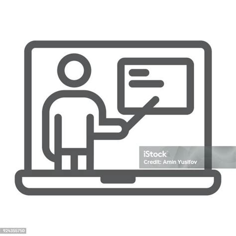 거리 교육 선 아이콘 전자 학습 및 교육 온라인 교육 로그인 벡터 그래픽 흰색 배경 Eps 10에 선형 패턴 개념에 대한 스톡 벡터 아트 및 기타 이미지 Istock