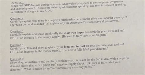 solved question 1 when real gdp declines during recession