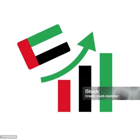 아랍 에미리트 연합국 국기 및 상승 막대 차트 아이콘 벡터 Uae 순국 기념의 날에 대한 스톡 벡터 아트 및 기타 이미지