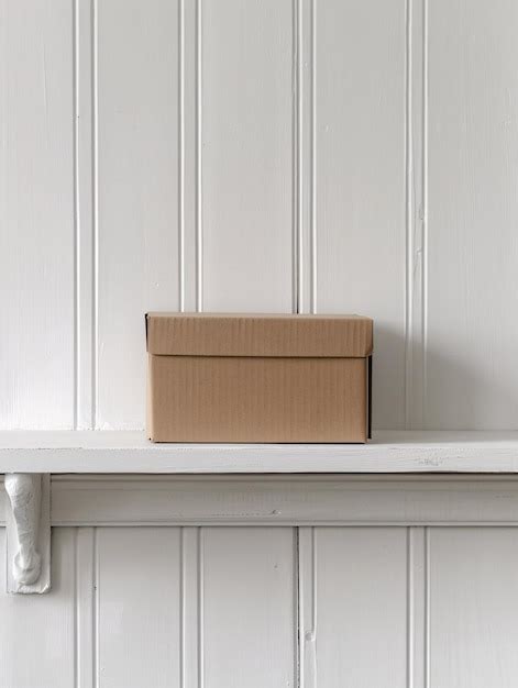 Premium Photo Small Carton Placed On Pale Timber Rack