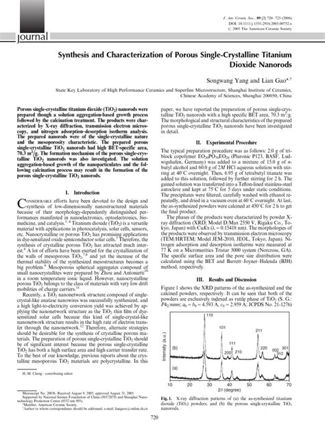 Characterization Of Porous Titanium Dioxide Nanorods 2 Pdf Titanium Dioxide Adsorption