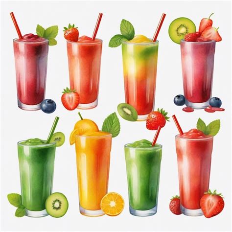 A Drawing Of Different Drinks Including Strawberries Strawberries And