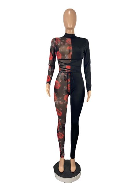 Dear Fashion Wholesale Sexy Mesh Patchwork Long Sleeve Lace Up