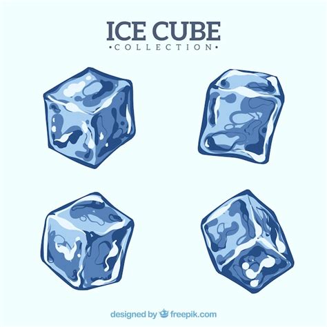 Free Vector Ice Cube Collection With Hand Drawn Style