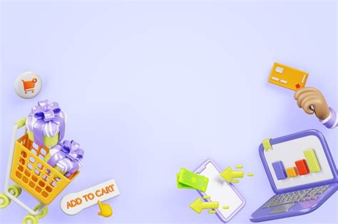 Free Psd 3d Rendering Of Ecommerce Background