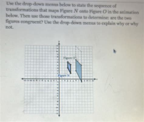 use the drop down menus below to state the sequence of transformations