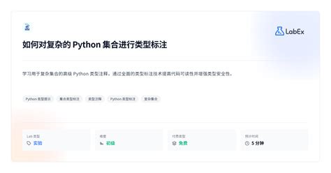 如何对复杂的 Python 集合进行类型标注 Labex